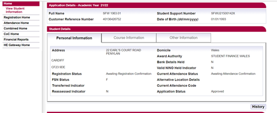 CoC status definitions, Change of circumstances, SIS user guide | HEP ...